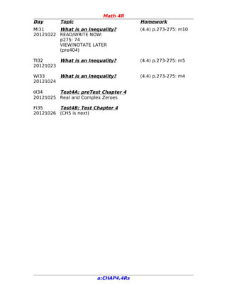4R2012 Chapter 4 Assignments! | PDF