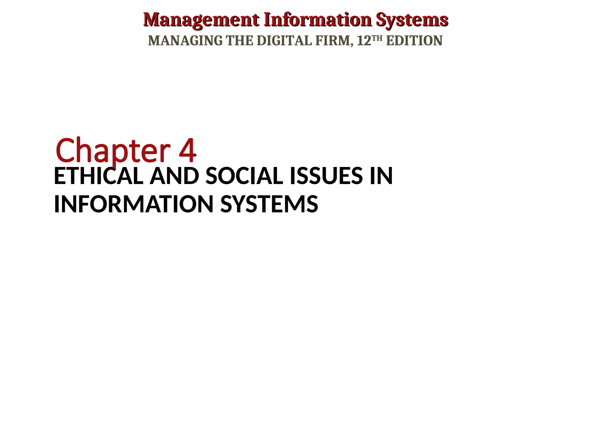 Ethics in Information System - Management Information System | PPT