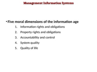 Ethics in Information System - Management Information System | PPT
