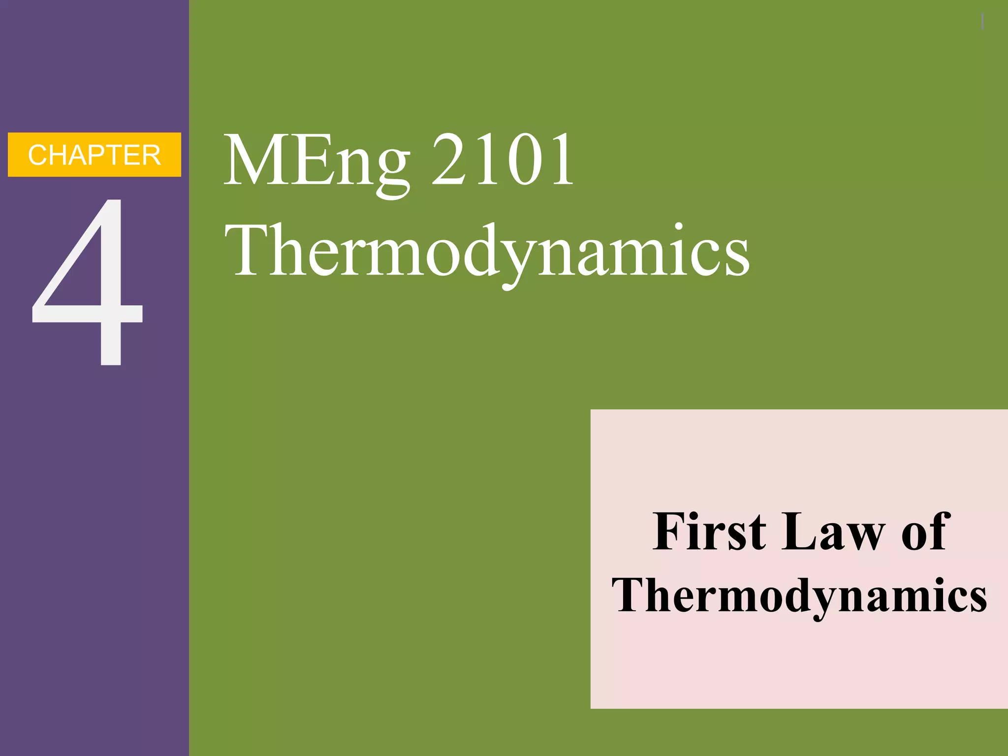 chapter 4 first law of thermodynamics thermodynamics 1 | PDF