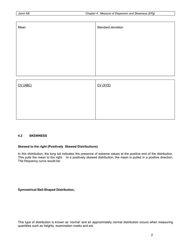 Chap4 Measure Of Dispersion And Skewness Pdf