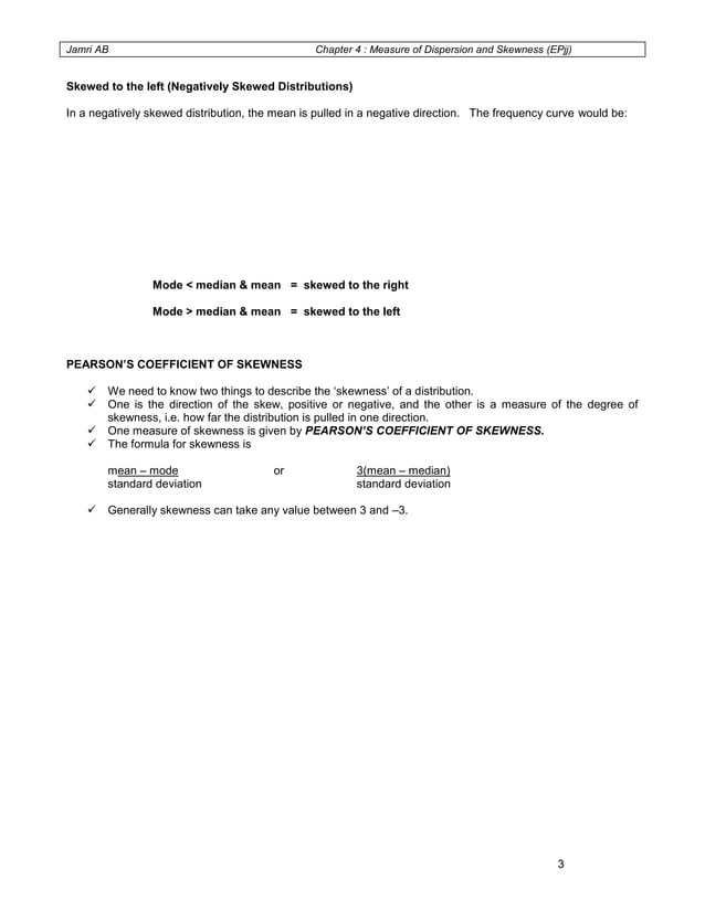 Chap4 Measure Of Dispersion And Skewness Pdf