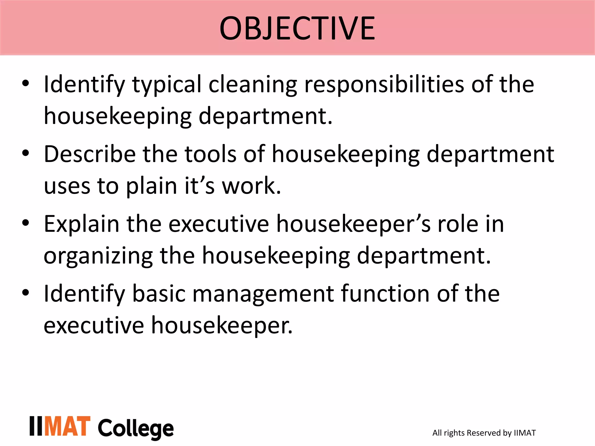 Planning and Organizing the Housekeeping | PDF