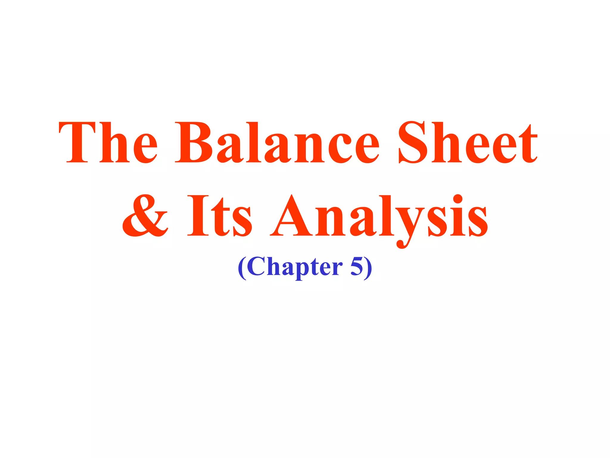 Balance Sheet Analysis | PPT