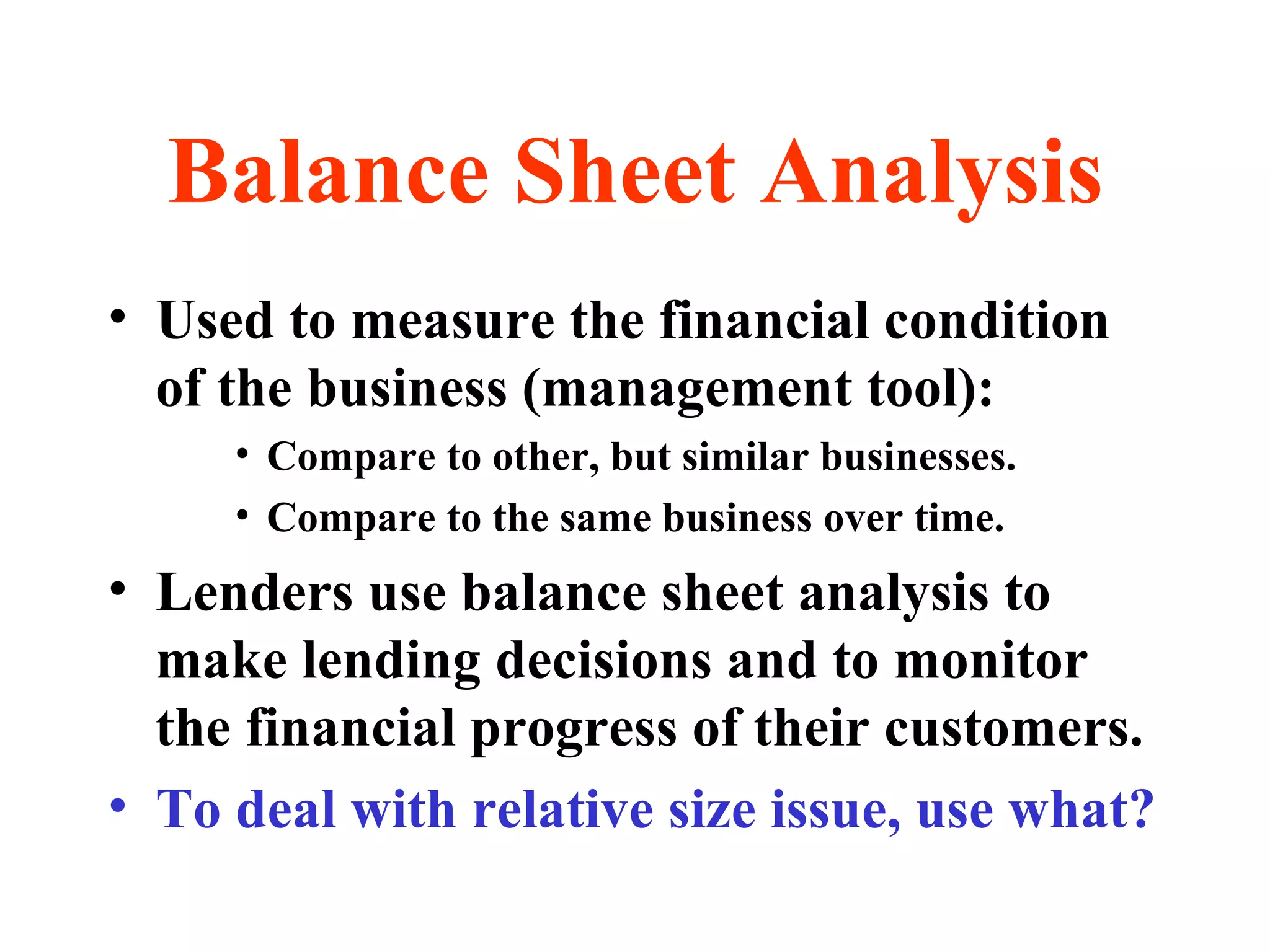 Balance Sheet Analysis | PPT