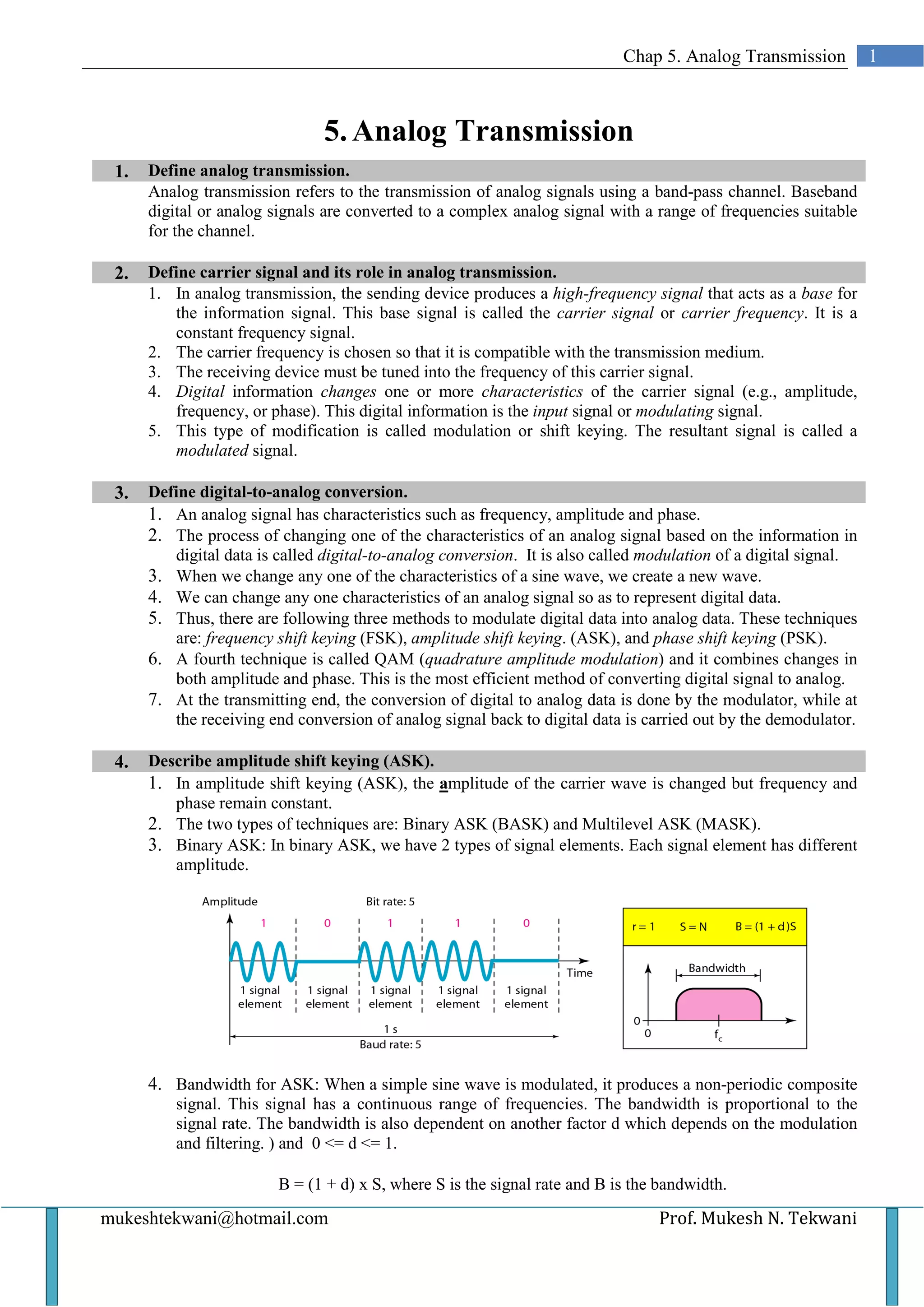 Chap 5 analog transmission | PDF
