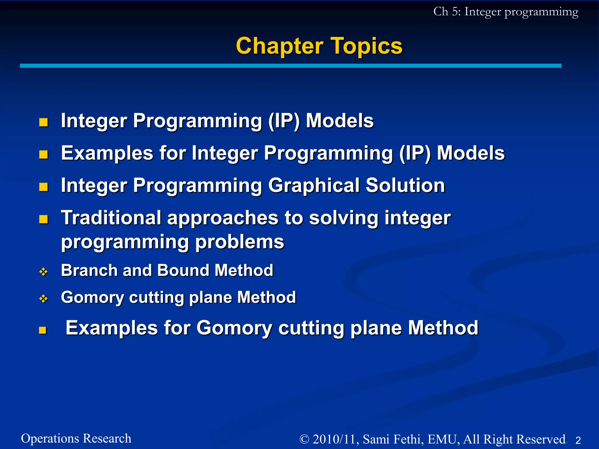 Integer Programming Gomory Ppt 4106