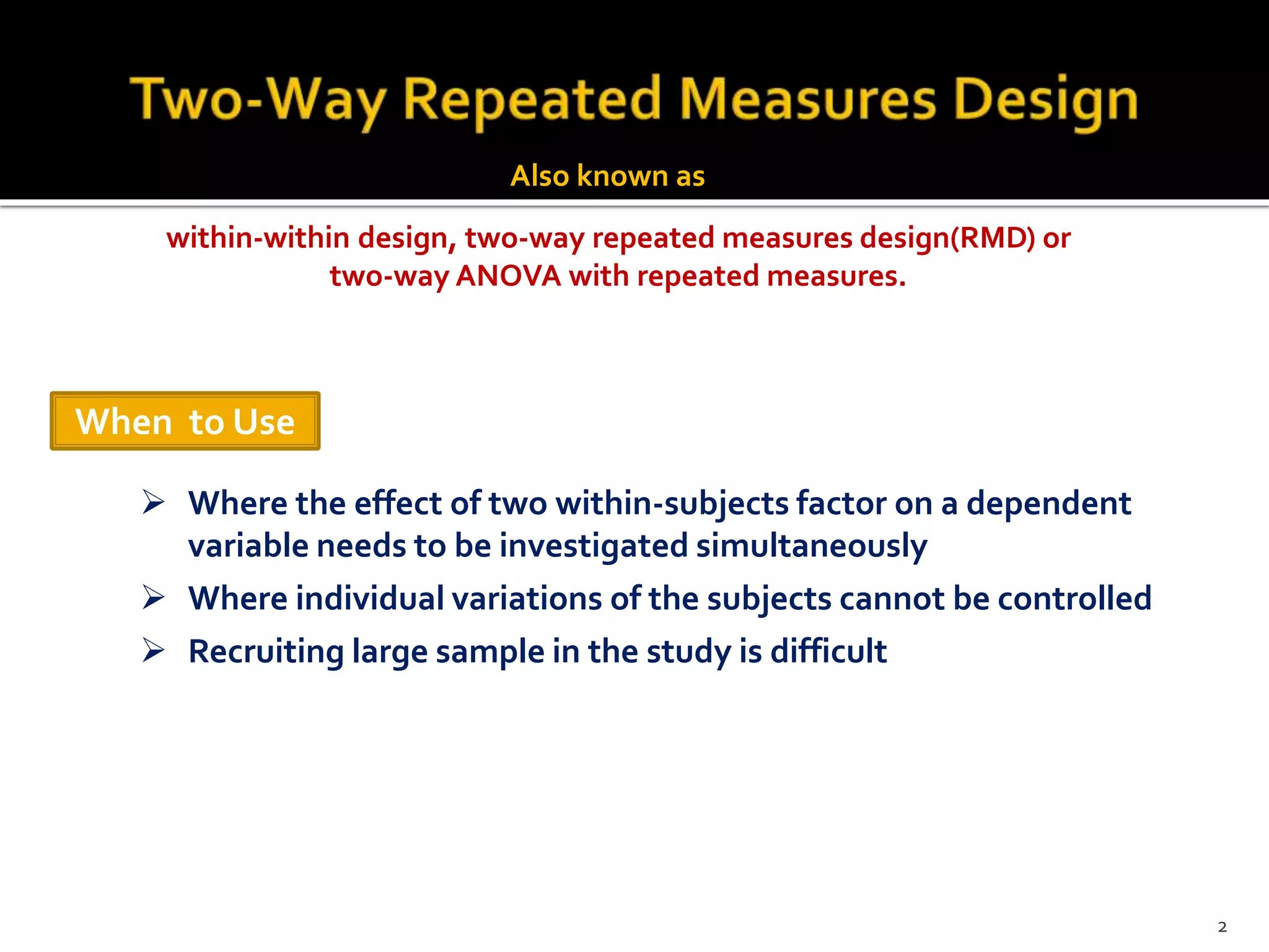 Two-way Repeated Measures ANOVA | PPTX