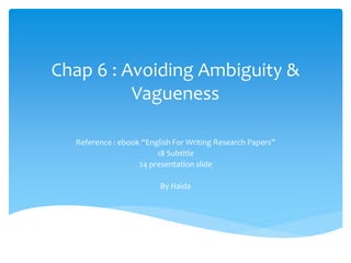 Chap 6 Avoiding Ambiguity | PPTX