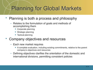 Chapter 6 Global Marketing Management Planning and organization | PPTX