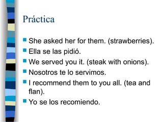 Direct and indirect Subject pronouns in Spanish | PPT