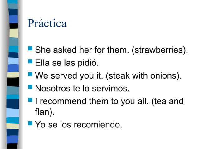 Direct and indirect Subject pronouns in Spanish | PPT