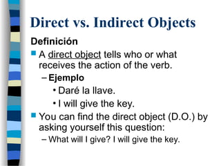 Direct and indirect Subject pronouns in Spanish | PPT