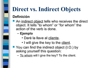 Direct and indirect Subject pronouns in Spanish | PPT