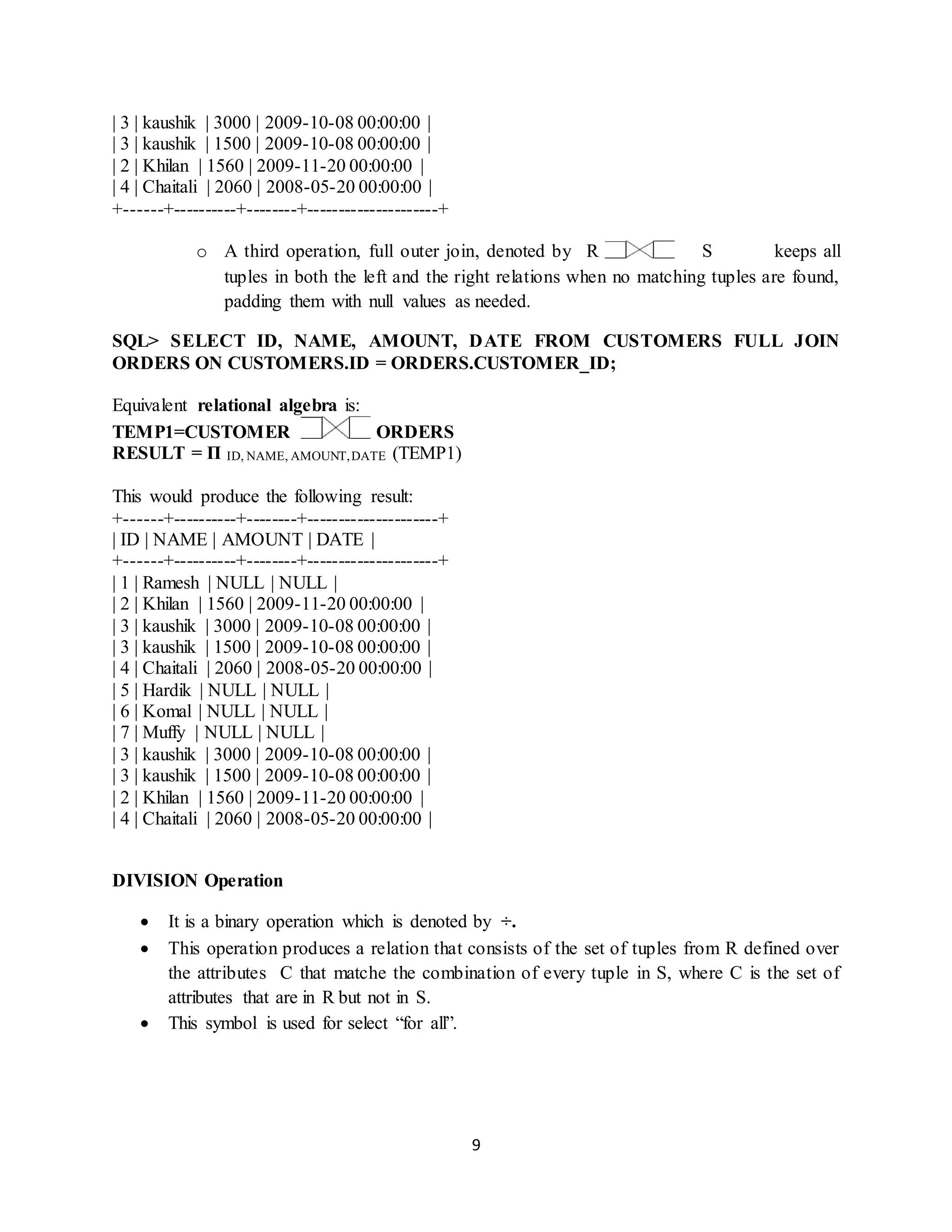 Relational Algebra Ch6 (Navathe 4th edition)/ Ch7 (Navathe 3rd edition ...