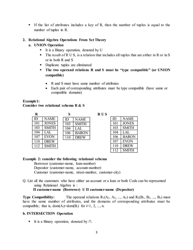 Relational Algebra Ch6 (Navathe 4th edition)/ Ch7 (Navathe 3rd edition) | DOCX | Databases ...