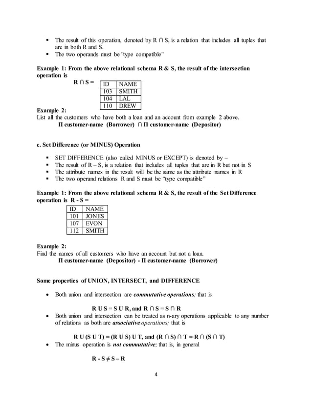 Relational Algebra Ch6 (Navathe 4th edition)/ Ch7 (Navathe 3rd edition) | DOCX | Databases ...