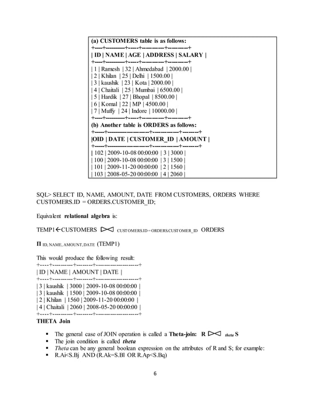 Relational Algebra Ch6 (Navathe 4th edition)/ Ch7 (Navathe 3rd edition) | DOCX | Databases ...