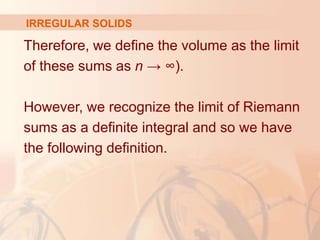 calculus applications integration volumes.ppt