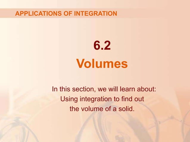 calculus applications integration volumes.ppt