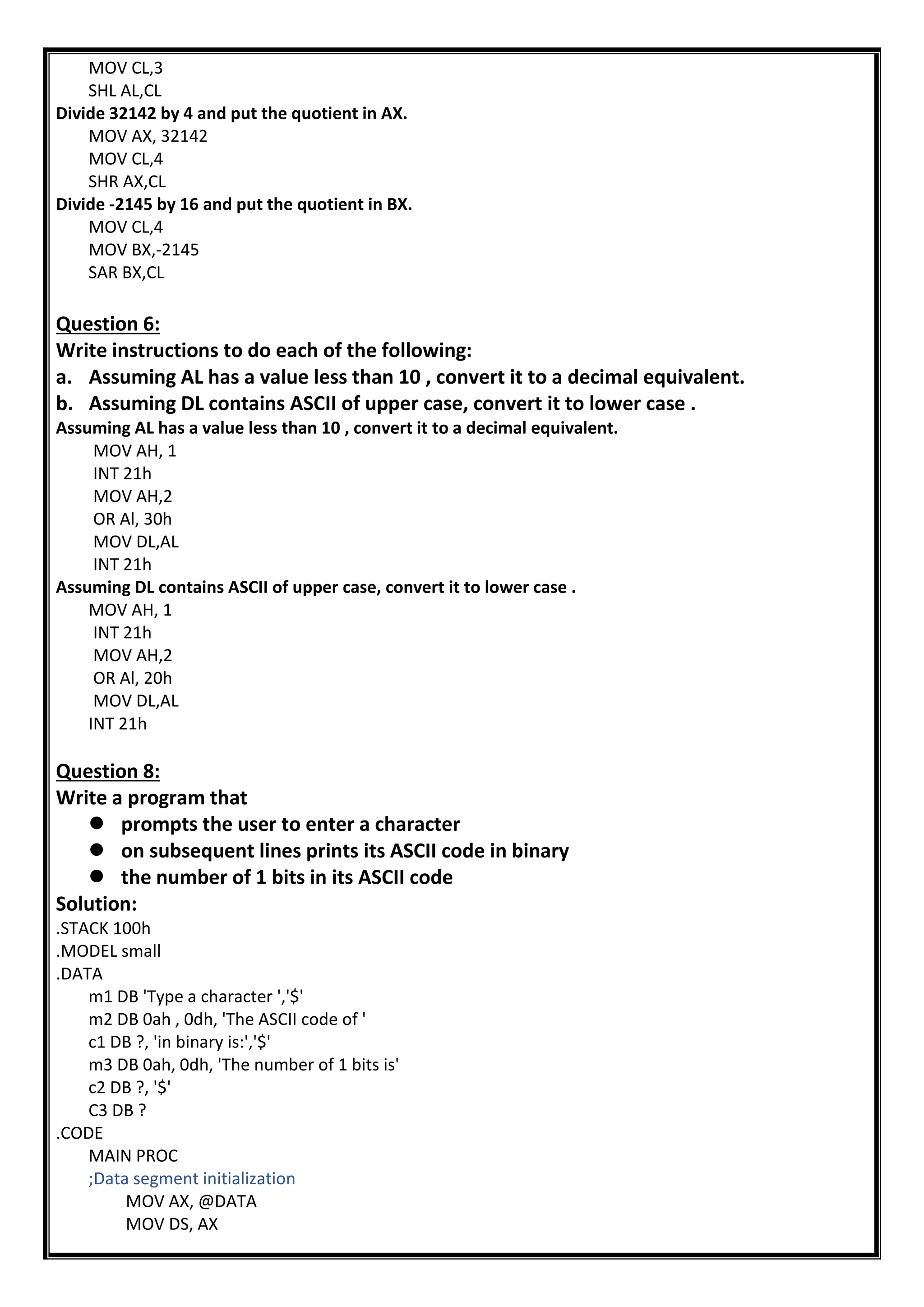 chapter 7 Logic, shift and rotate instructions | PDF