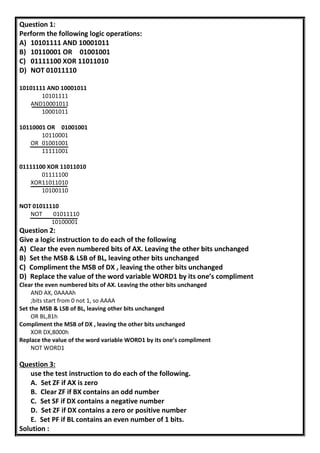 chapter 7 Logic, shift and rotate instructions | PDF