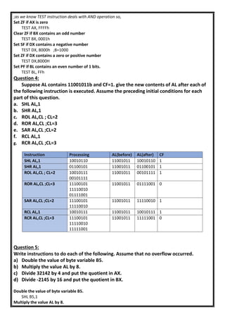chapter 7 Logic, shift and rotate instructions | PDF