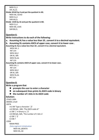 chapter 7 Logic, shift and rotate instructions | PDF