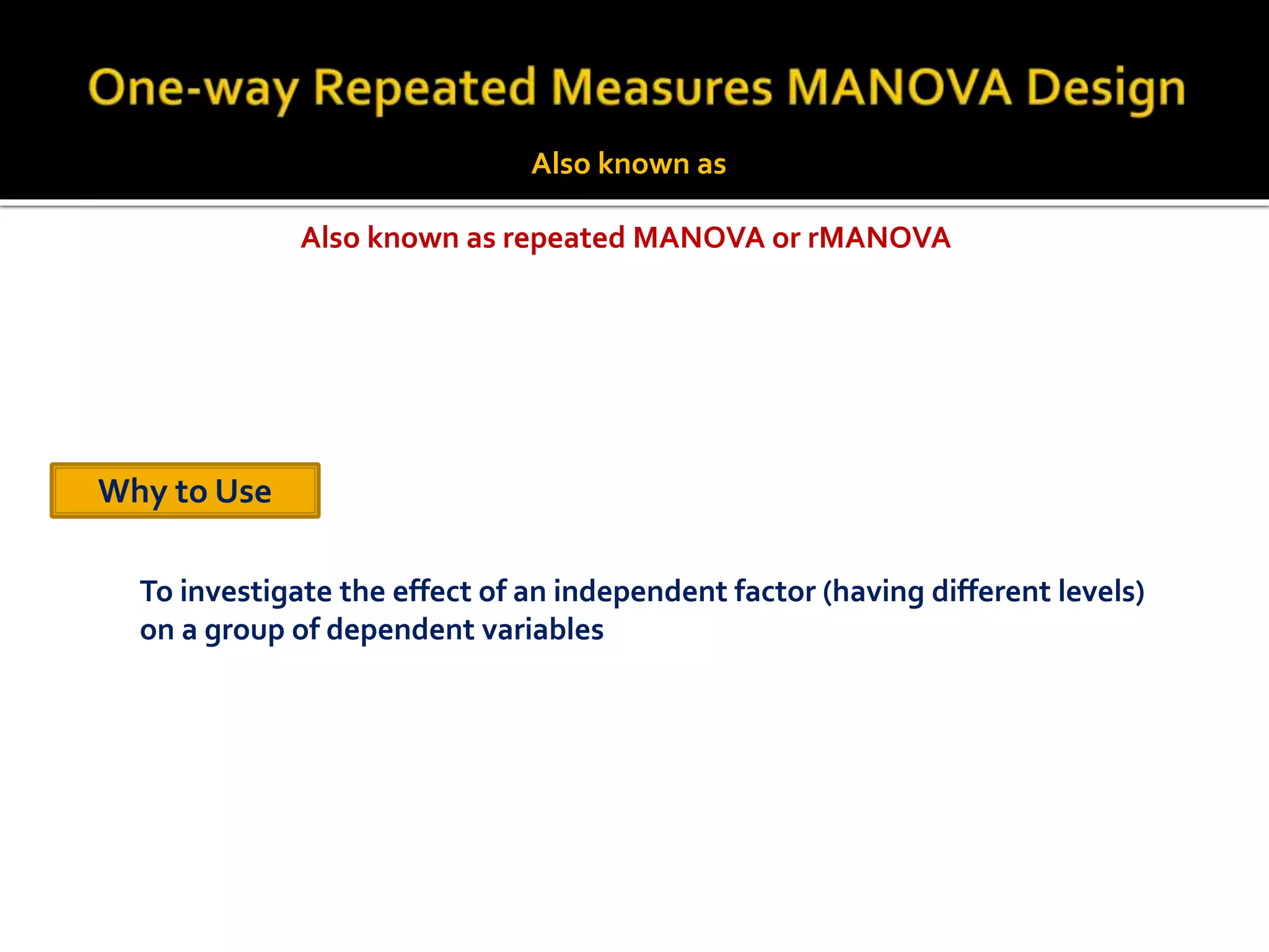 One-way Repeated Measures MANOVA with SPSS | PPTX