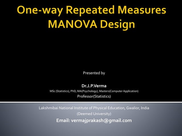 One-way Repeated Measures MANOVA with SPSS | PPTX | Fitness and Exercise | Healthy Living