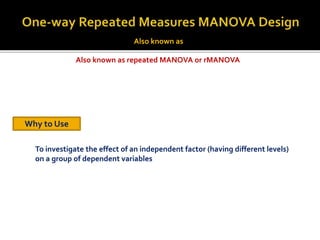 One-way Repeated Measures MANOVA with SPSS | PPTX