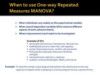 One-way Repeated Measures MANOVA with SPSS | PPTX