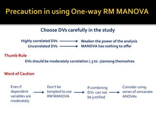One-way Repeated Measures MANOVA with SPSS | PPTX
