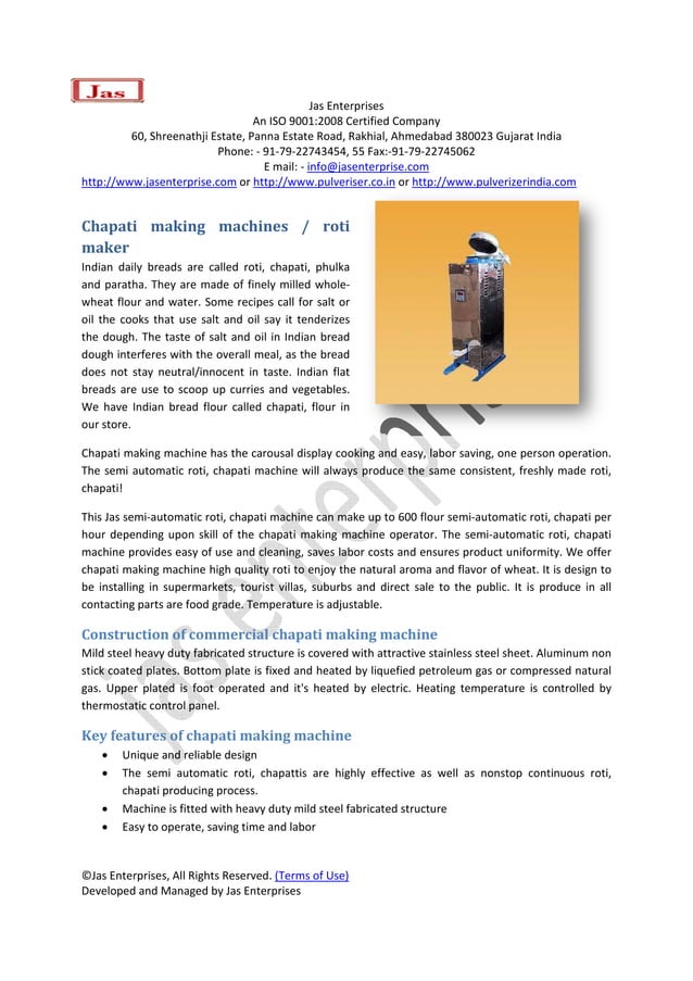 Chapati maker | PDF