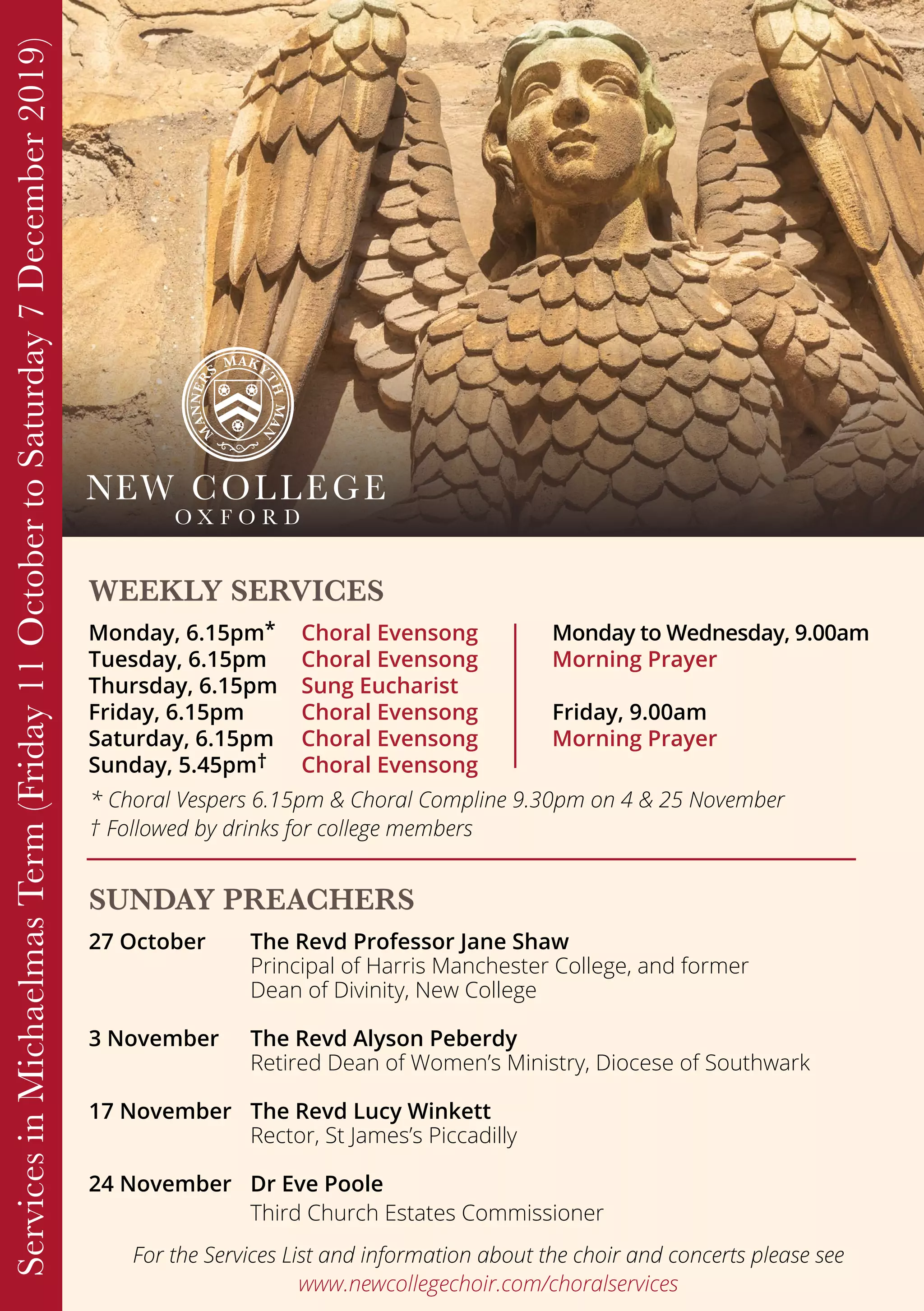 Chapel Card Michaelmas Term 19 | PDF