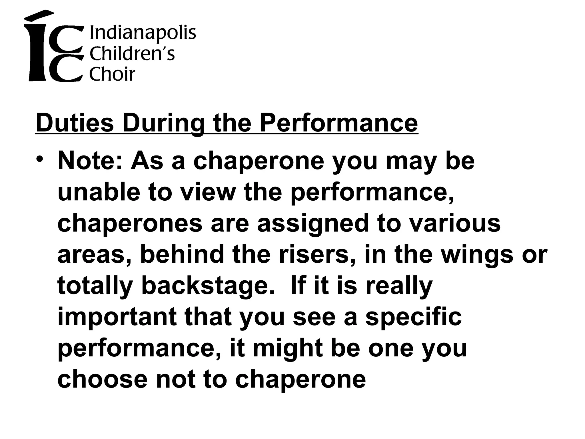 Chaperone duties and responsibilities | PPT