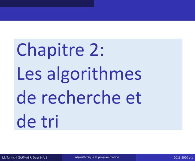 Chapitre 2 Les Algorithmes De Recherche Et De Tri Pdf