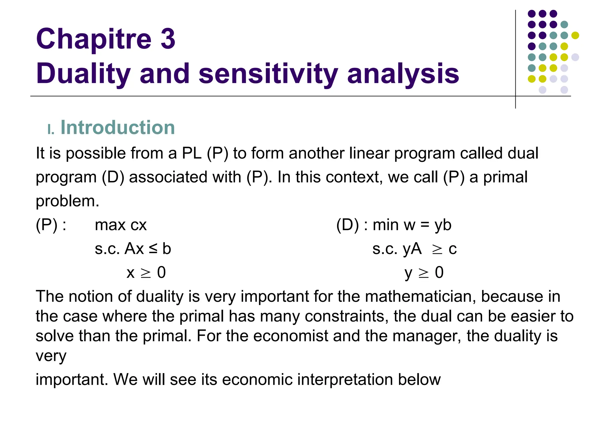 chapitre 3 Duality and sensitivity analysis.ppt