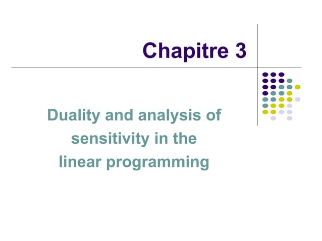 chapitre 3 Duality and sensitivity analysis.ppt