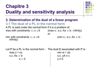 chapitre 3 Duality and sensitivity analysis.ppt