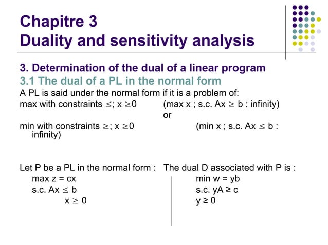 chapitre 3 Duality and sensitivity analysis.ppt