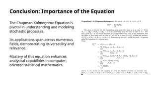 Chapman- Kolmogrov Equation In Computer Oriented Statistical ...