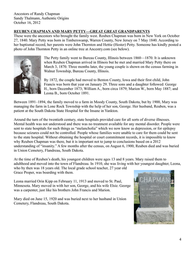 Randy Chapman geneology research | PDF