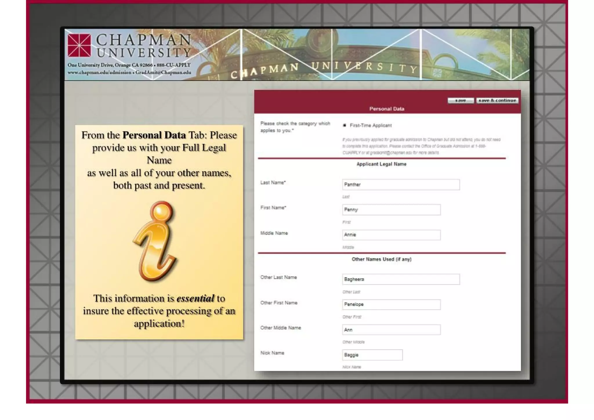 Chapman University Apply Yourself A Tutorial For The Graduate Application | PDF