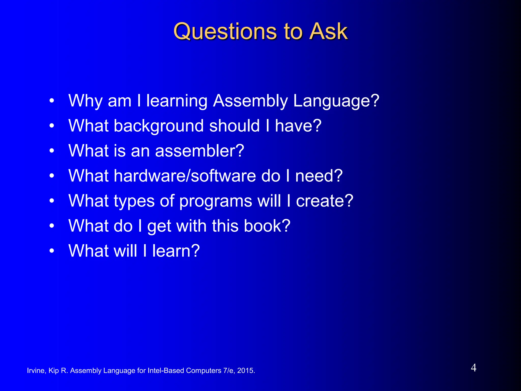 chapt_01Assembly_Language by Irvine_7_edition.ppt | Programming Languages | Computing