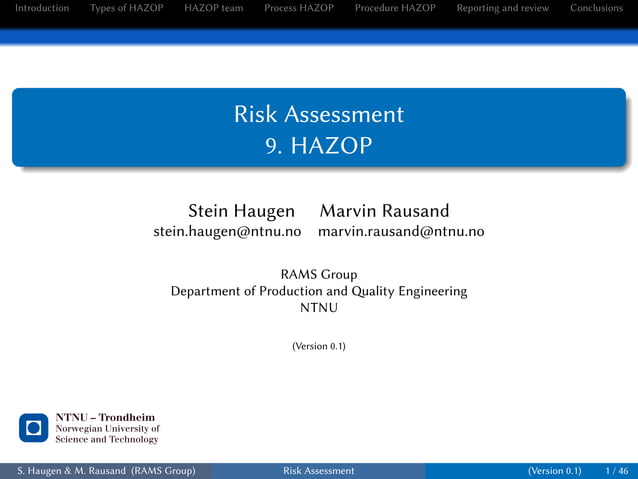 Risk assessment and management with -hazop | PPT