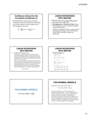 Chapt 11 & 12 linear & multiple regression minitab | PDF