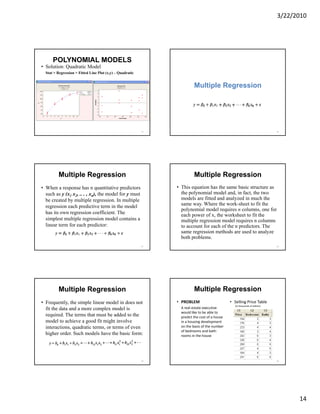 Chapt 11 & 12 linear & multiple regression minitab | PDF