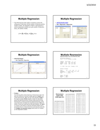 Chapt 11 & 12 linear & multiple regression minitab | PDF