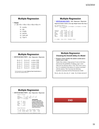 Chapt 11 & 12 linear & multiple regression minitab | PDF